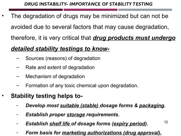 Drug stability (stability of pharmaceutical raw materials and finished ...