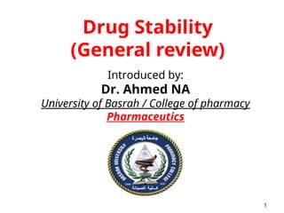 Detail Explanation of Stability of Drugs | PPT