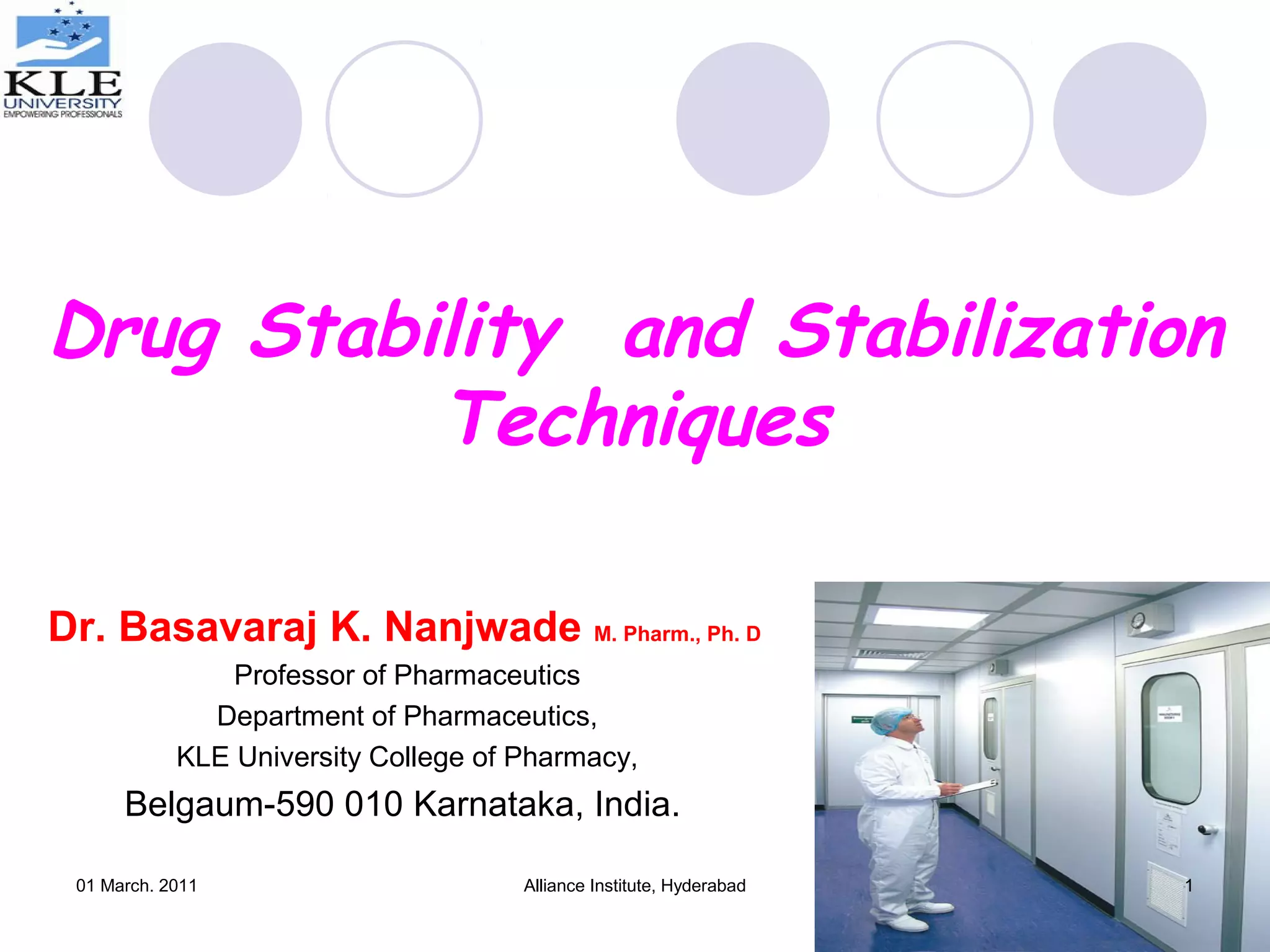 Drug stability and stabilization techniques | PPT