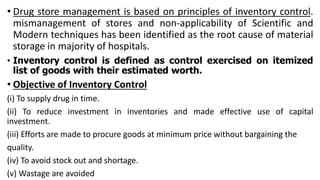 Drug store and inventory, Purchase, ABC method, EOQ, VED | PPTX