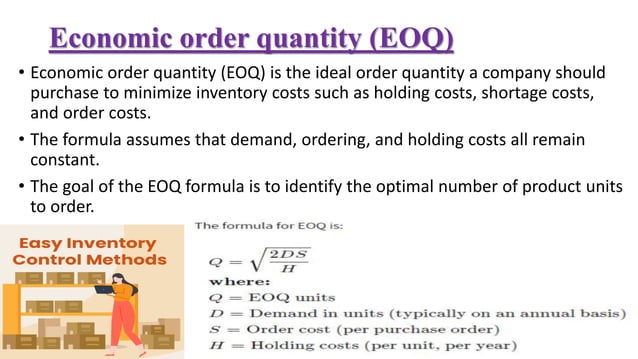 Drug store and inventory, Purchase, ABC method, EOQ, VED | PPTX
