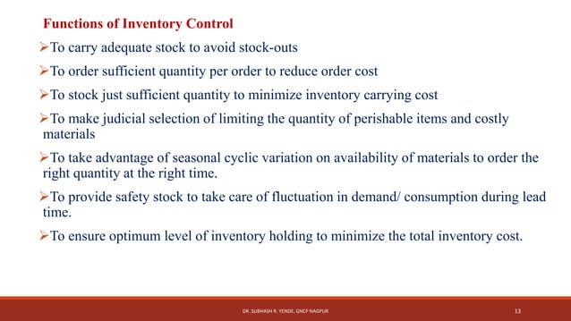 Drug Store Management and Inventory Control | PPTX