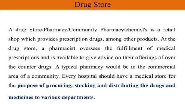 Drug store management and inventory control.pptx | Pharmaceutical ...