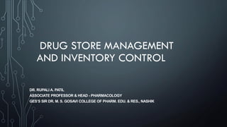 Drug store management & inventory control | PDF