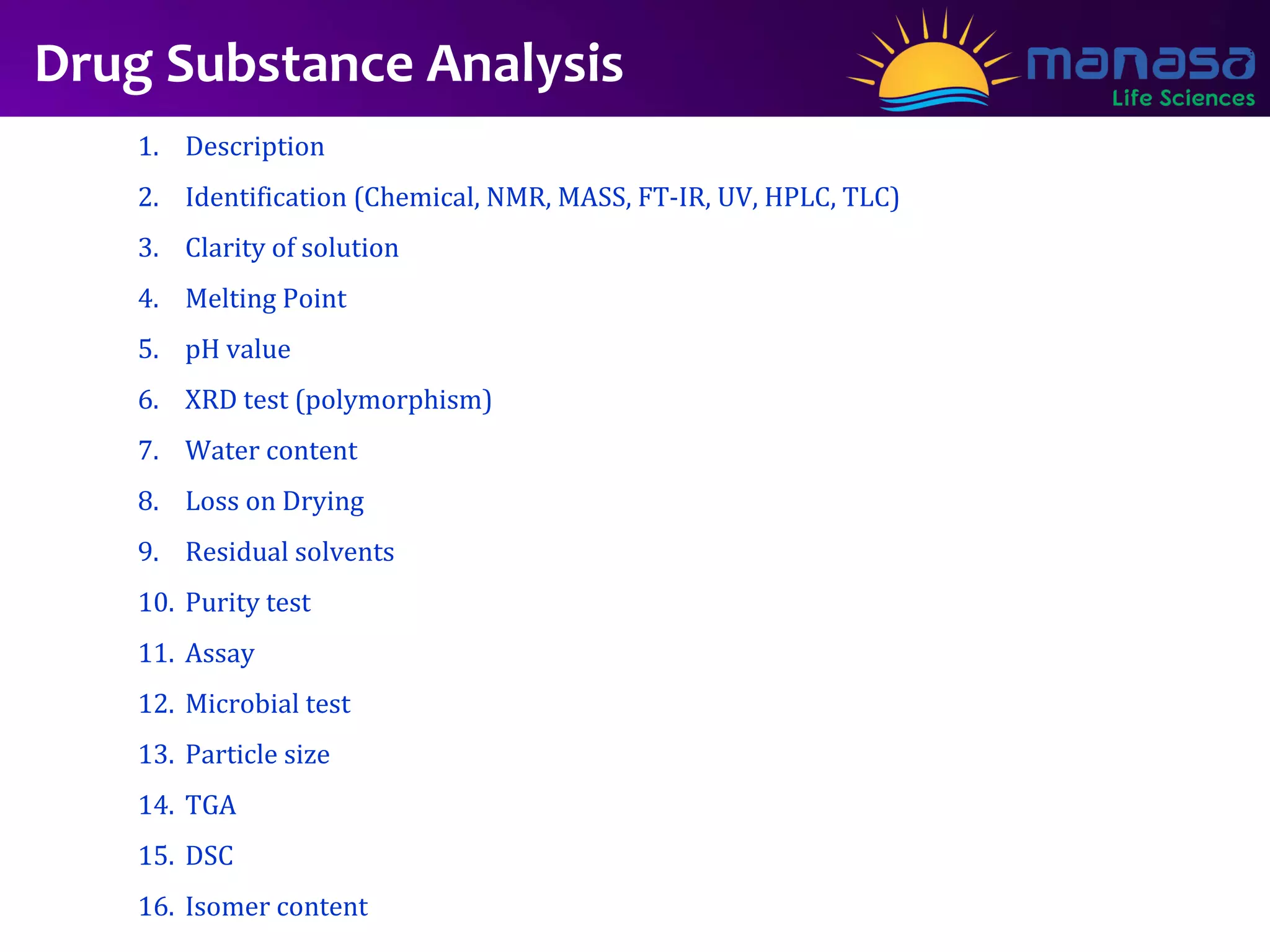 Drug Substance And Drug Product Manasa Life Sciences Ppt