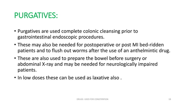 DRUGS USED FOR CONSTIPATION.pptx | Digestive Disorders | Diseases and ...