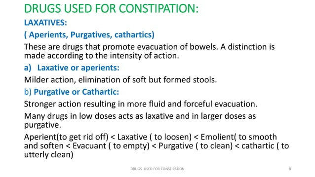 DRUGS USED FOR CONSTIPATION.pptx | Digestive Disorders | Diseases and ...