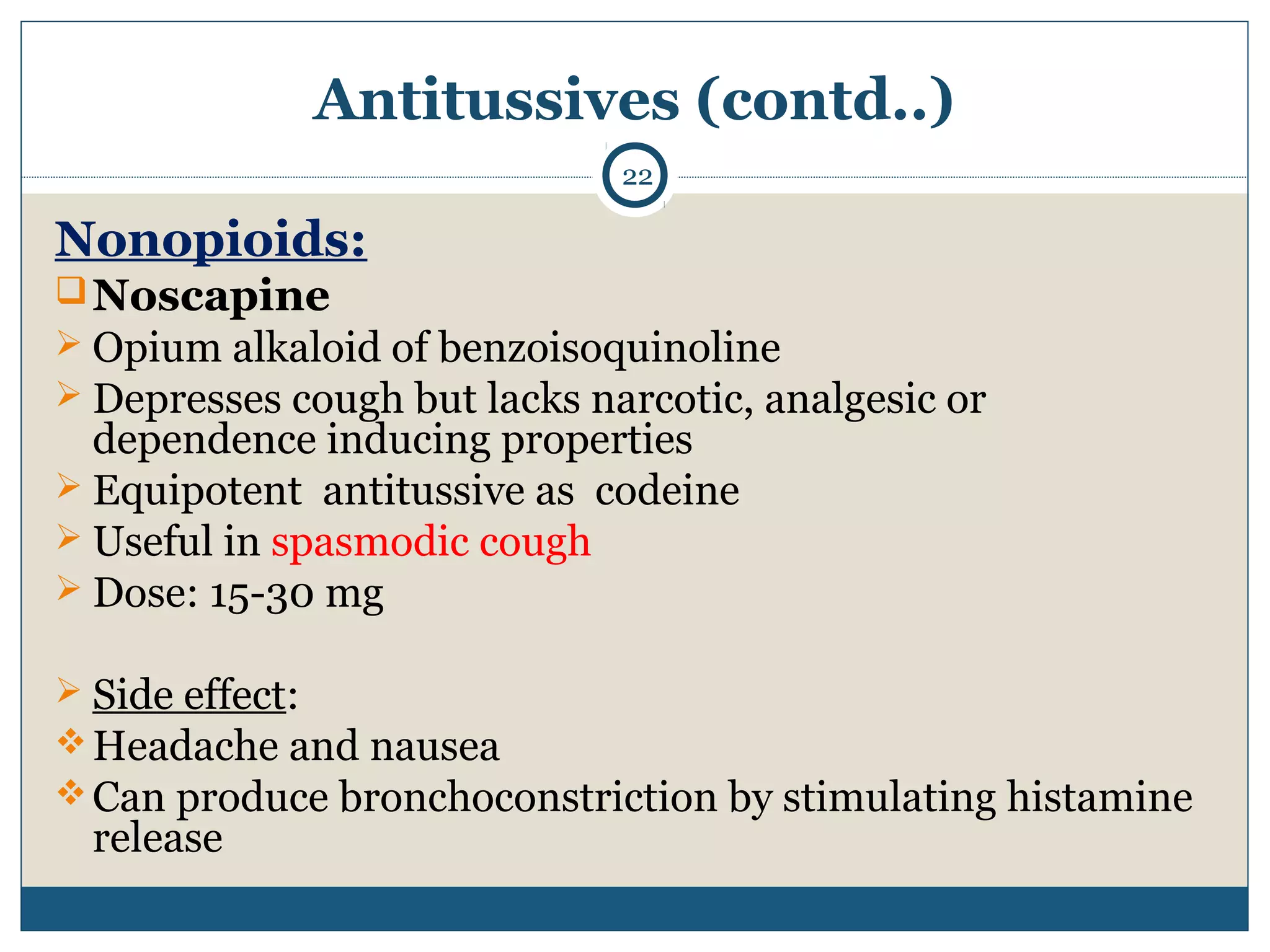 Drugs used for cough | PPT