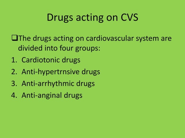 Drugs used for CVS disease | PPTX | Heart and Cardiovascular Diseases ...
