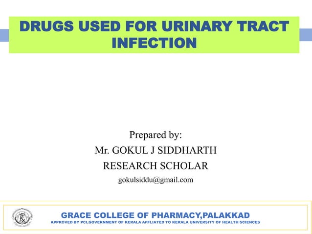 DRUGS USED FOR UTI.pptx | Infectious Diseases | Diseases and Conditions