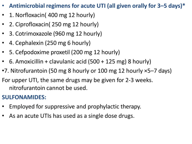 DRUGS USED FOR UTI.pptx | Infectious Diseases | Diseases and Conditions