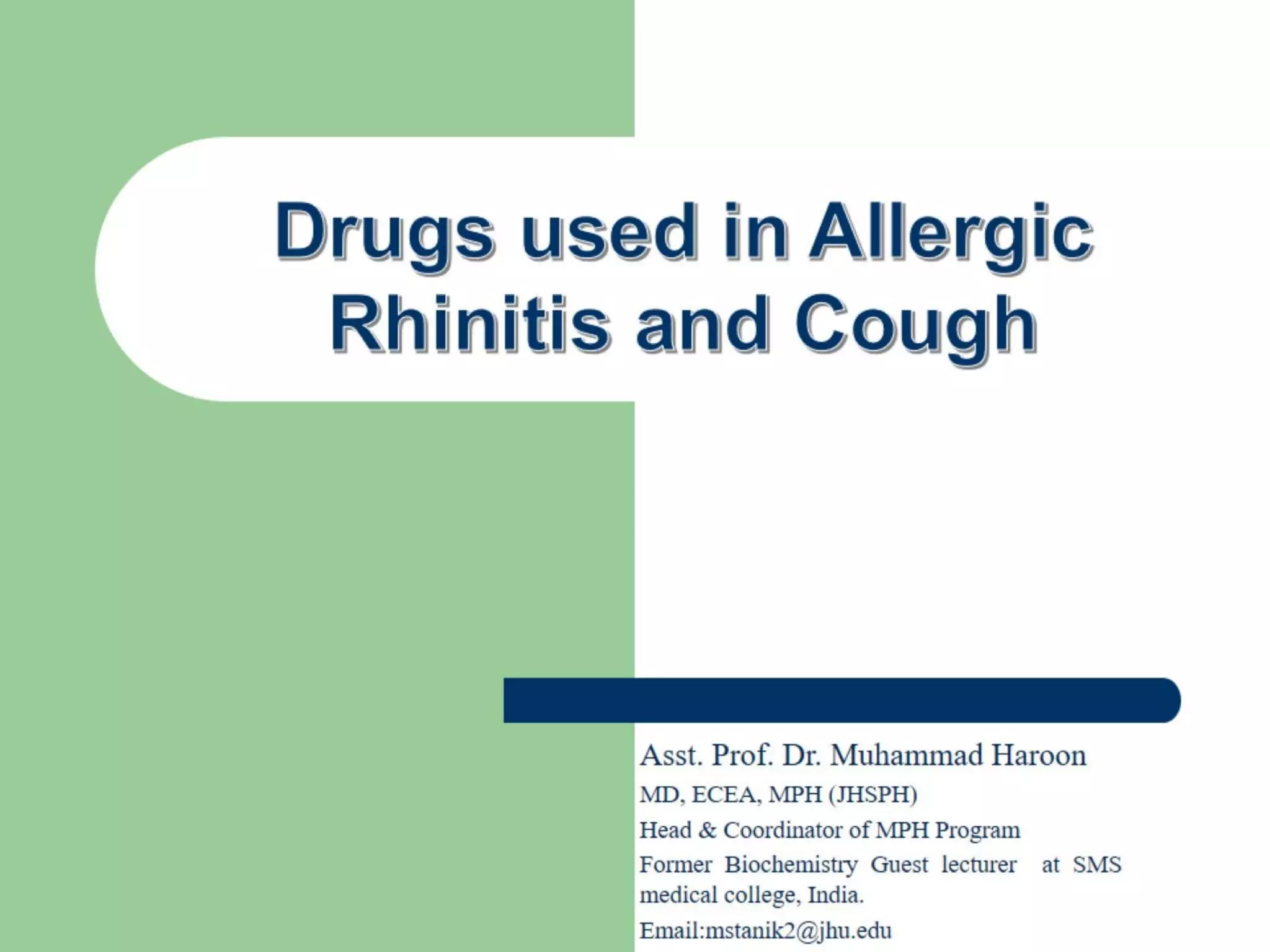 Drugs used in allergic rhinitis and cough (Pharmacology) | PPT