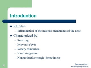 Drugs used in allergic rhinitis and cough (Pharmacology) | PPT