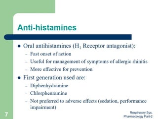 Drugs used in allergic rhinitis and cough (Pharmacology) | PPT