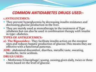 Drugs used in diabetes- Mr. panneh | PPTX