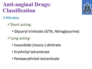 Drugs used in ischaemic heart disease 1 | PPTX