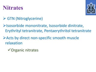 Drugs used in ischaemic heart disease 1 | PPTX