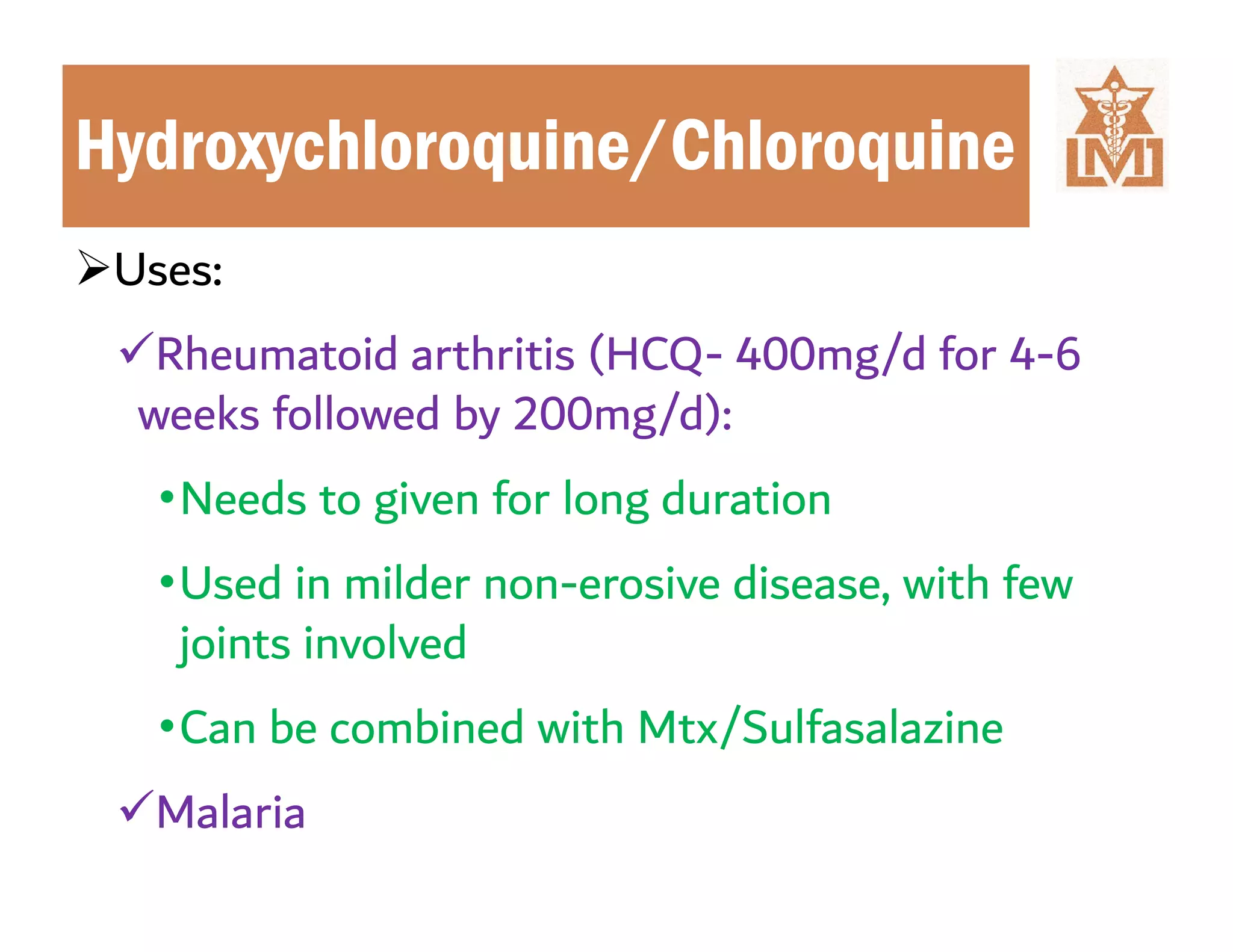 Drugs used in treatment of rheumatoid arthiritis | PDF