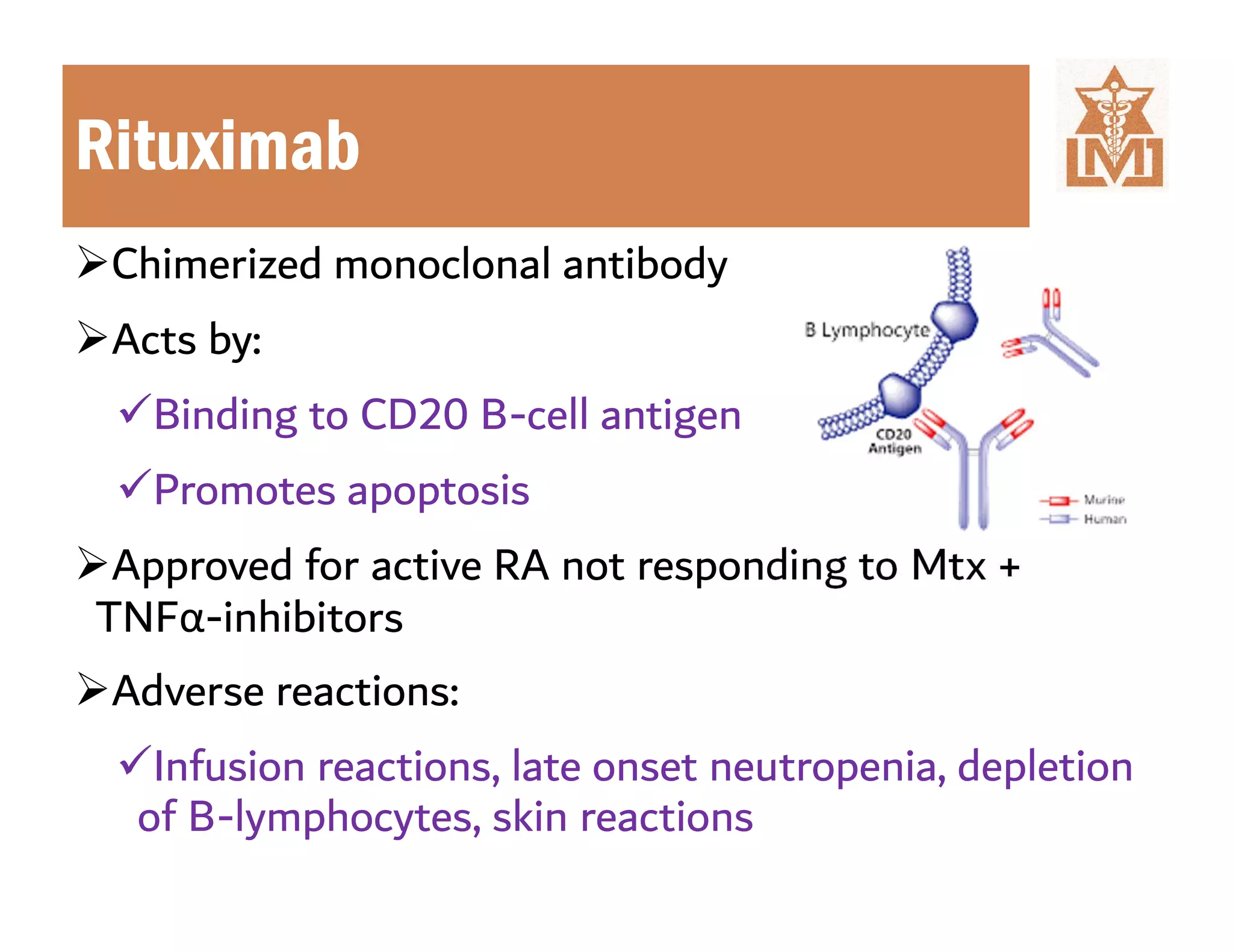 Drugs used in treatment of rheumatoid arthiritis | PDF