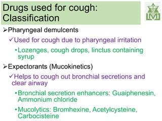 Drugs used in respiratory disorders | PPTX