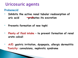 Drugs used in rheumatoid arthritis and gout | PPT