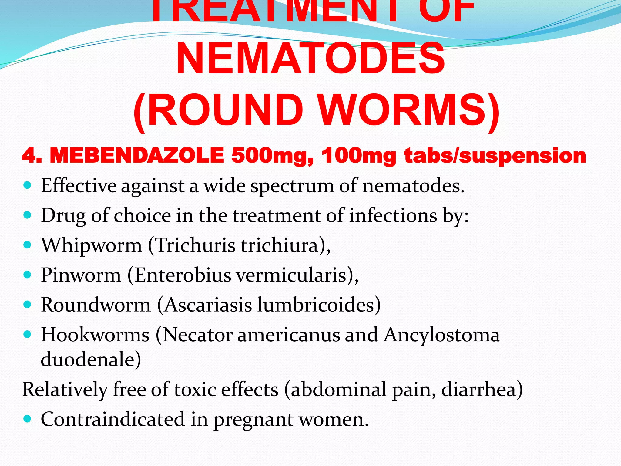 Drugs used in the treatment of worm infestations- mr. panneh | PPTX