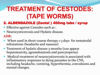 Drugs used in the treatment of worm infestations- mr. panneh | PPTX