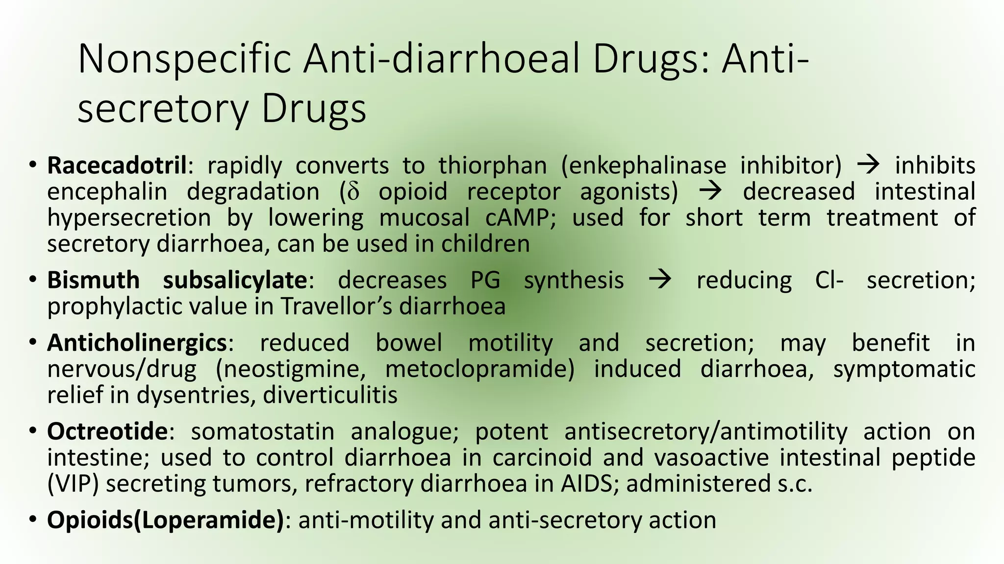 Drugs used in treatment of diarrhoea | PPTX