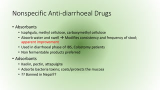 Drugs used in treatment of diarrhoea | PPTX