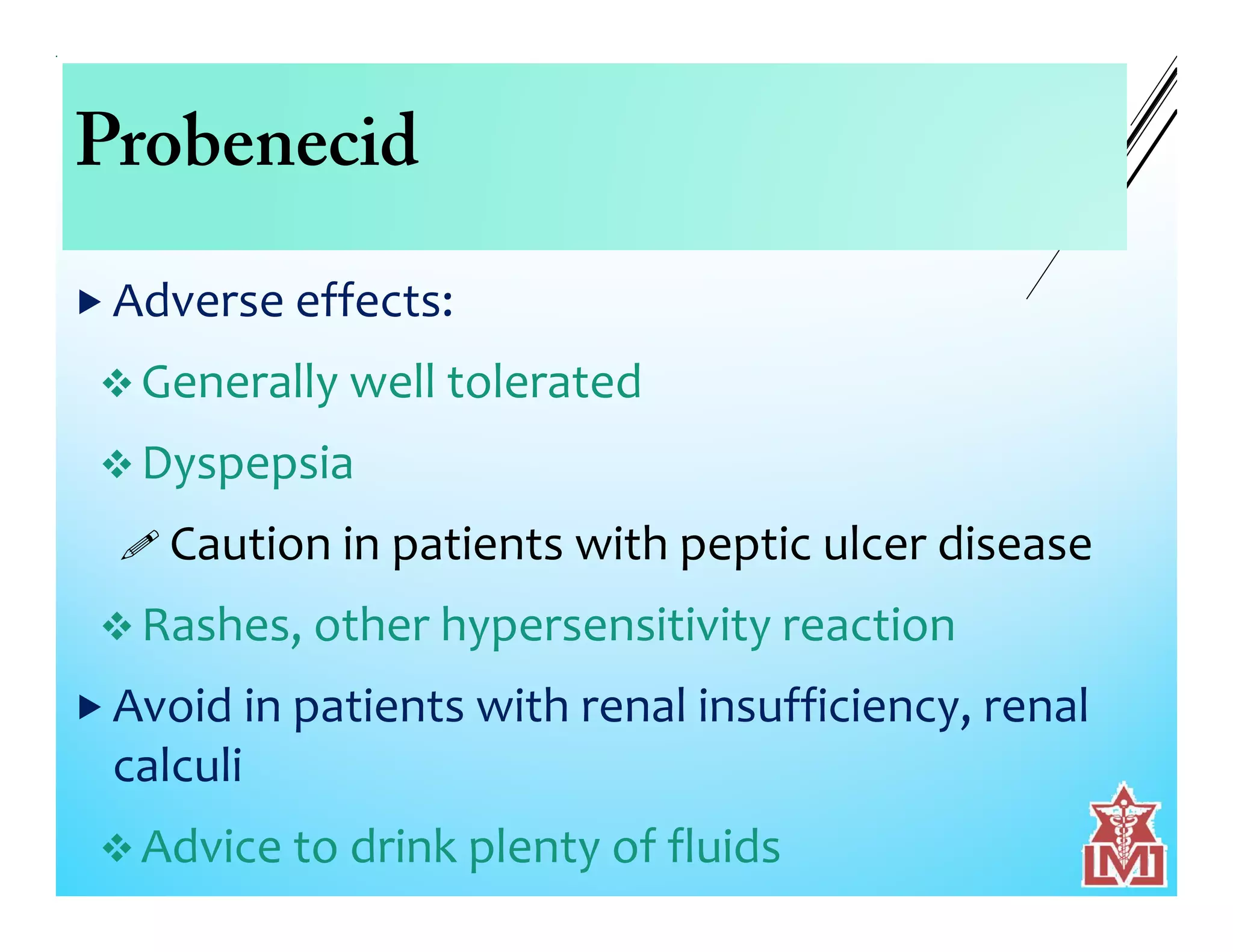 Drugs used in treatment of gout | PDF