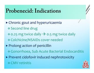 Drugs used in treatment of gout | PDF