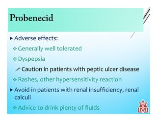 Drugs used in treatment of gout | PDF