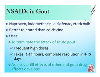 Drugs used in treatment of gout | PDF