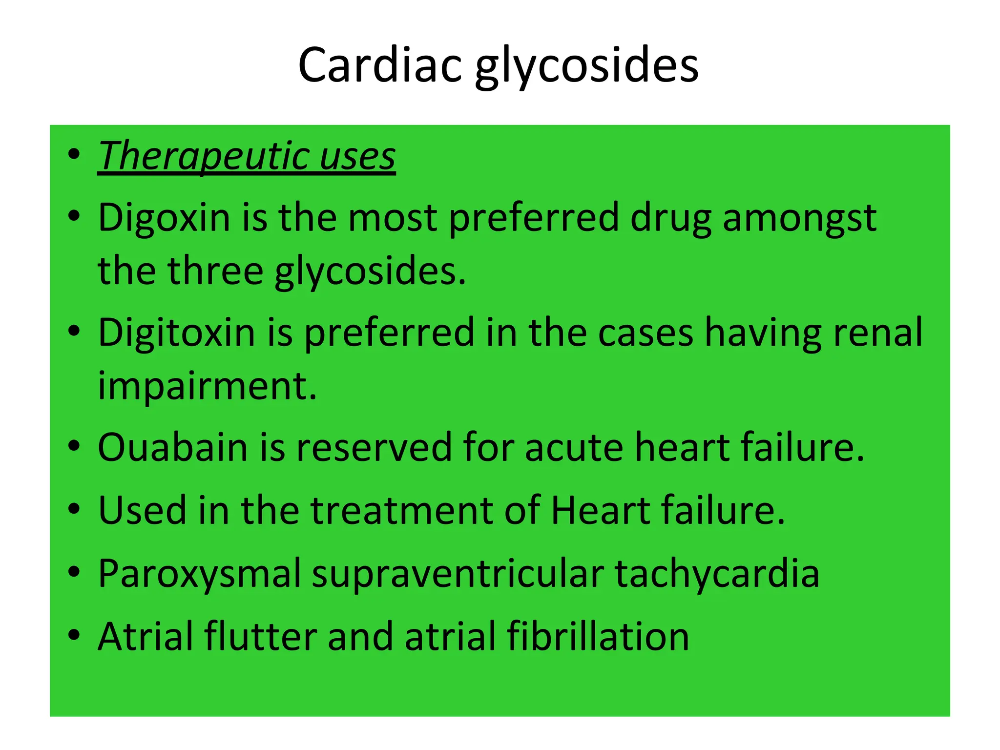 Drugs used to Congestive Heart Failure- Cardiac glycosides | PPTX