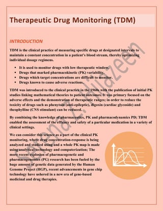 Therapeutic Drug Monitoring (TDM) | PDF | Genetics | Science