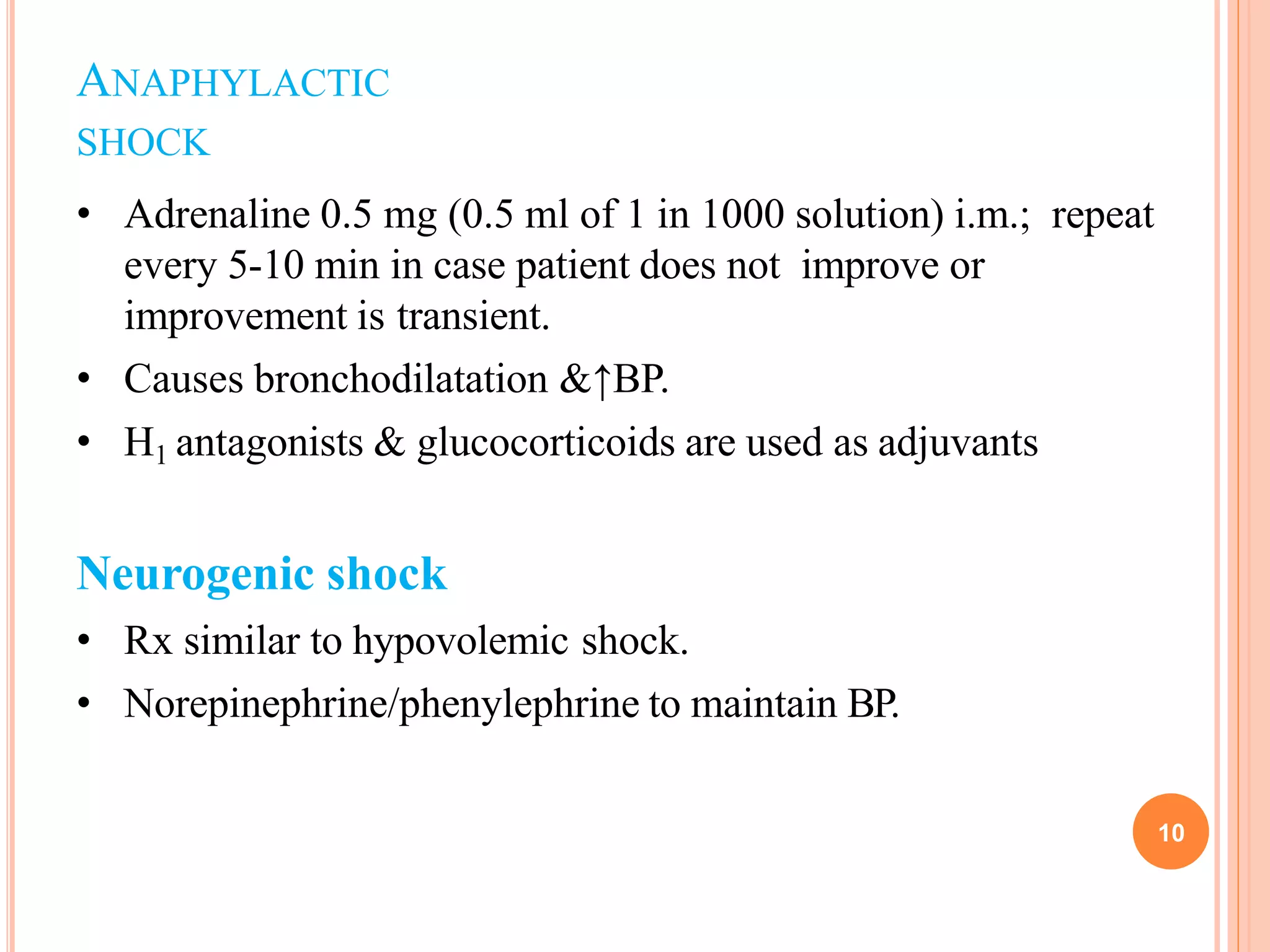 Drug therapy of shock | PPTX