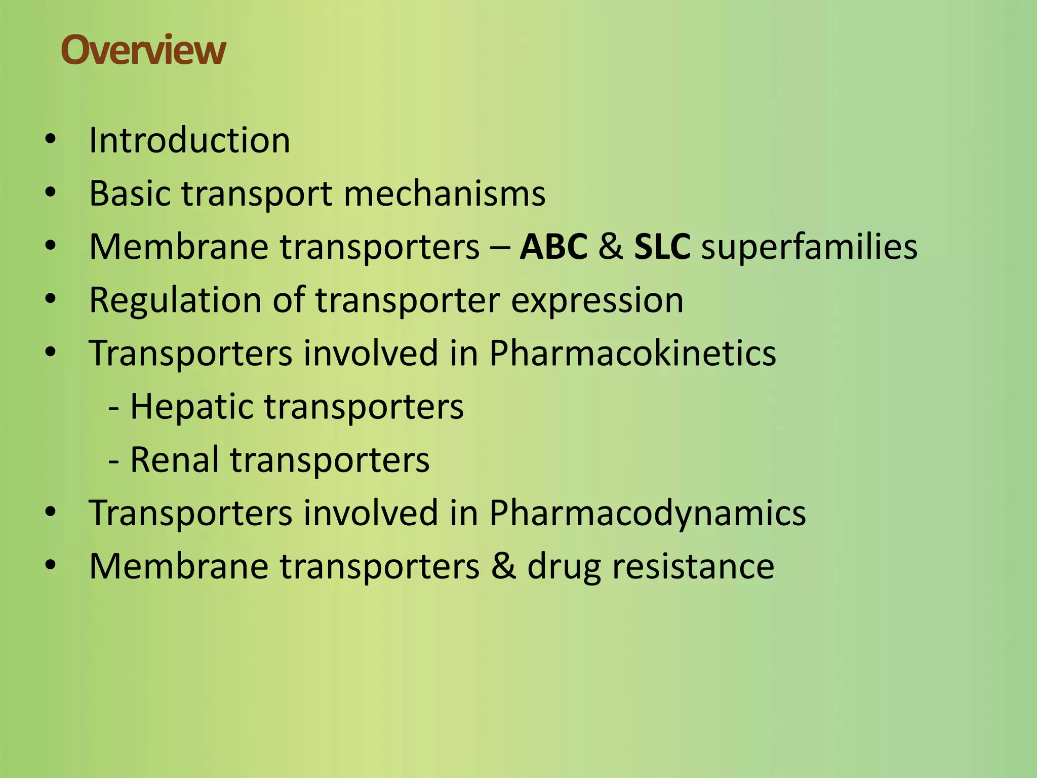 Drug transporters | PPTX