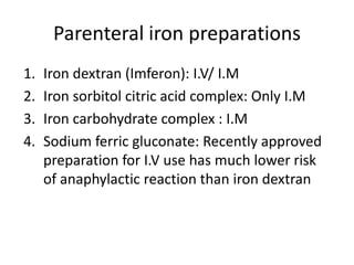 Drug treatment of iron deficiency anaemia | PPTX