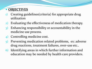 Drug Use Evaluation & Drug Utilisation Review (DUE & DUR) | PPTX