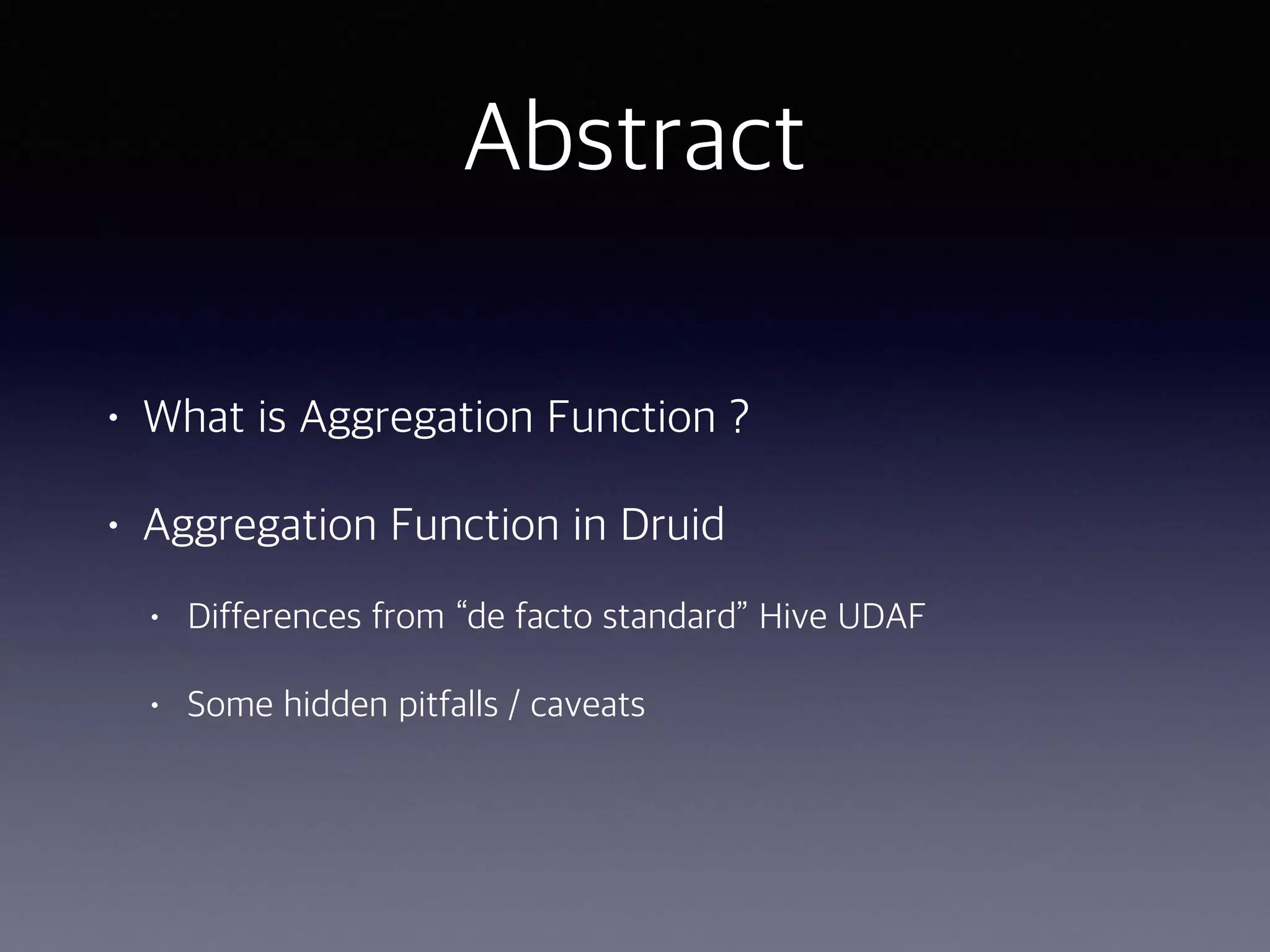Aggregation Function in Druid | PDF | Databases | Computer Software and Applications