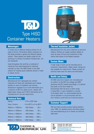 Drum Heating Jackets For Frost Protection - HISD - Brochure | PDF