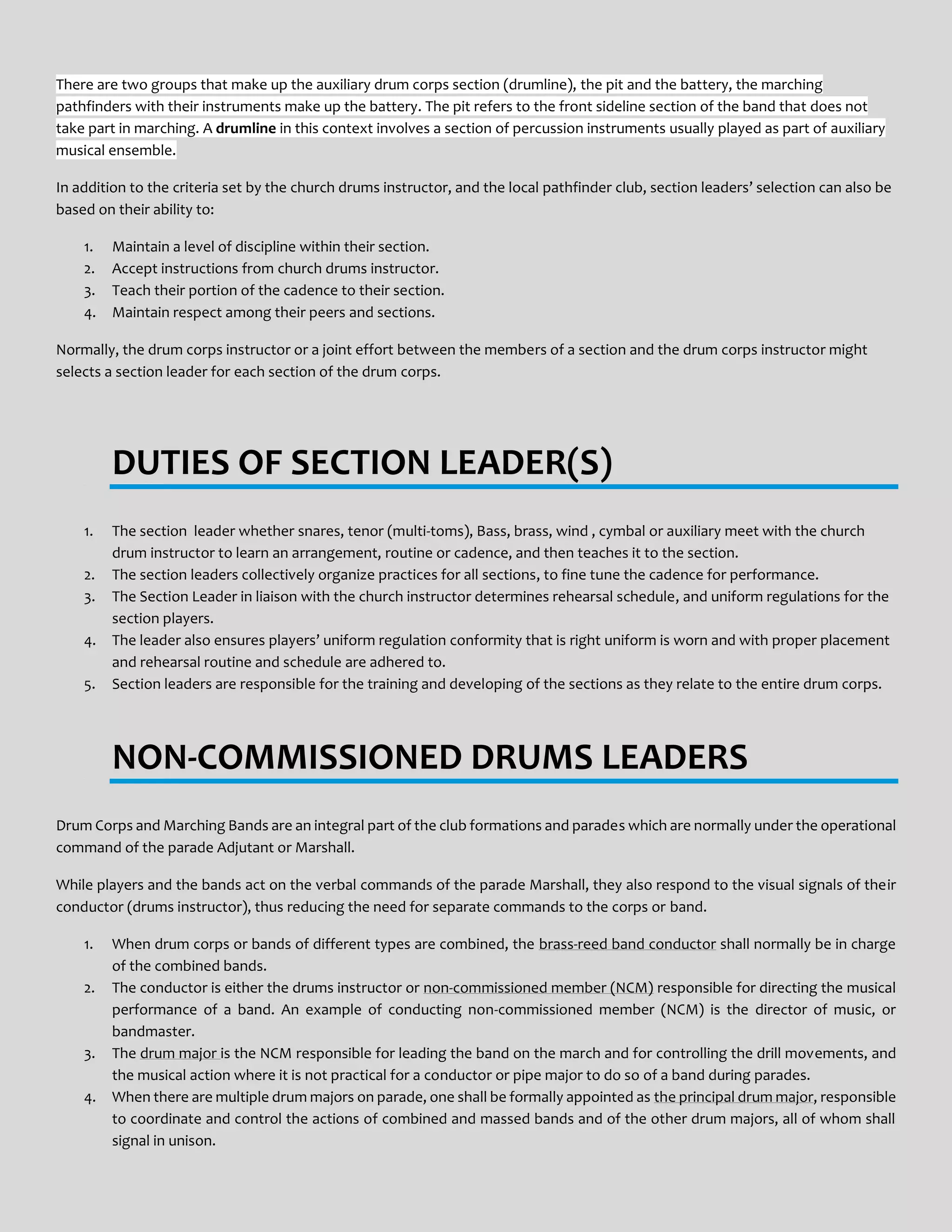 Pathfinder Drum Corps Guide | PDF