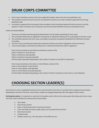 Pathfinder Drum Corps Guide | PDF