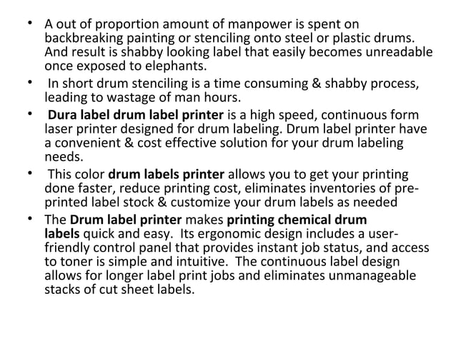 Drum label printer - Dura Label Graphic Pvt | PPT