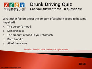 Drunk driving quiz | PPTX