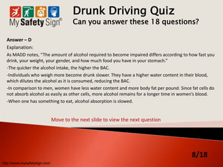 Drunk driving quiz | PPTX