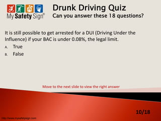 Drunk driving quiz | PPTX