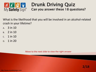 Drunk driving quiz | PPTX
