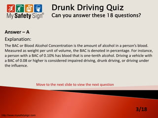 Drunk driving quiz | PPTX