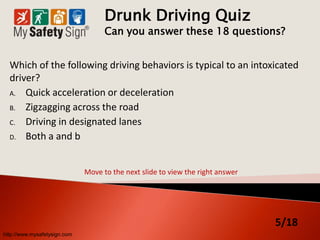 Drunk driving quiz | PPTX